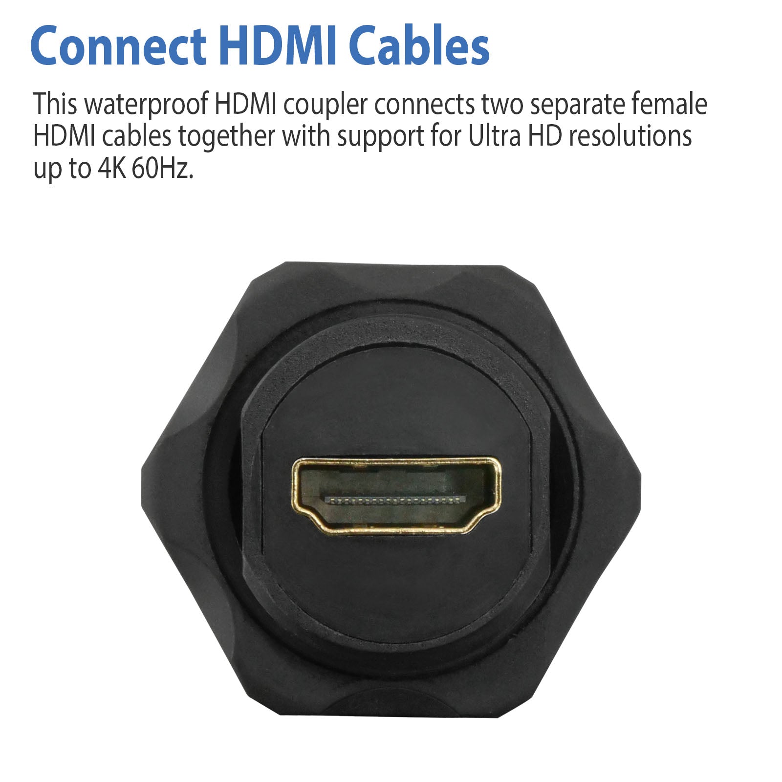 Industrial Waterproof HDMI Coupler w/Dust Cap 4K@60Hz | HDMI Coupler ...