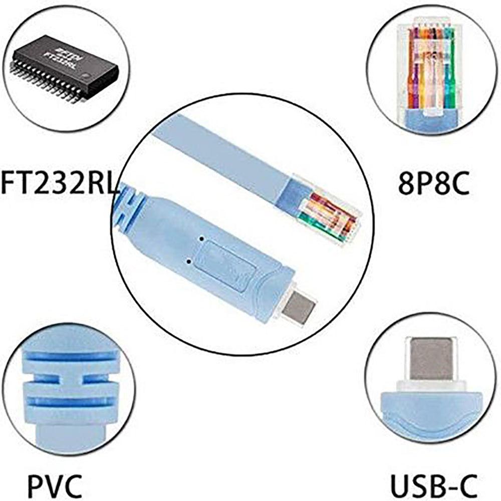 6Ft USB-C to RJ45 Cisco Compatible Console Cable Blue– EAGLEG.COM