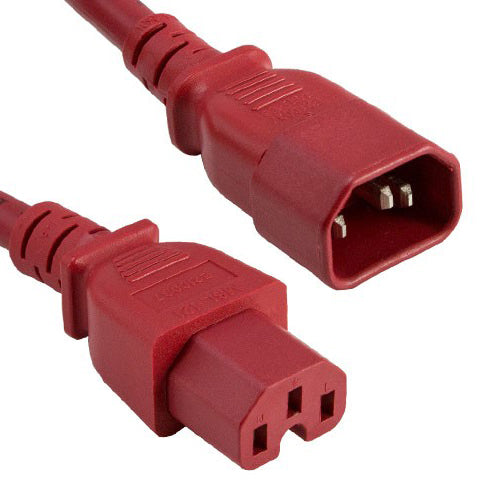 14AWG 15A 250V Power Cord Cable (IEC320 C14 to IEC320 C15) Red– EAGLEG.COM