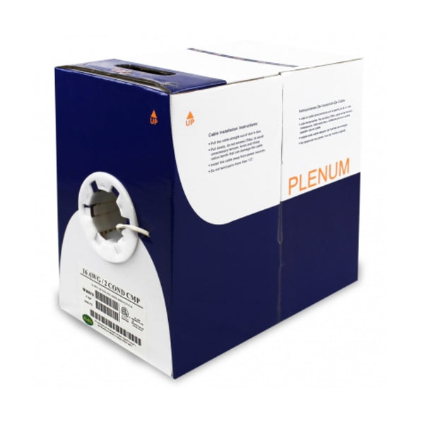 1000Ft Control Cable 16AWG/2C Plenum (CMP) Shielded Stranded White ...