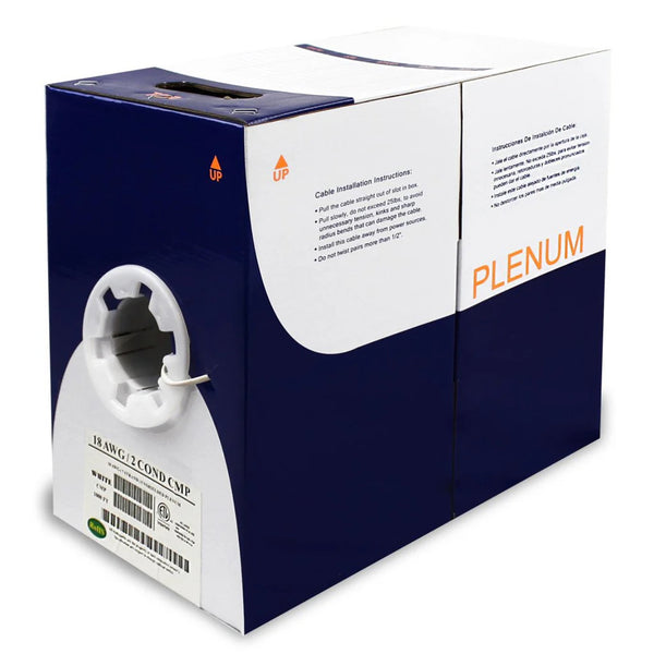 1000Ft Control Cable 18AWG/2C Plenum (CMP) Shielded Stranded White ...