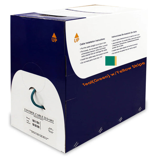 1000Ft Control Cable 22AWG/2C Shielded w/Drain + 18AWG/2C Riser CMR ...