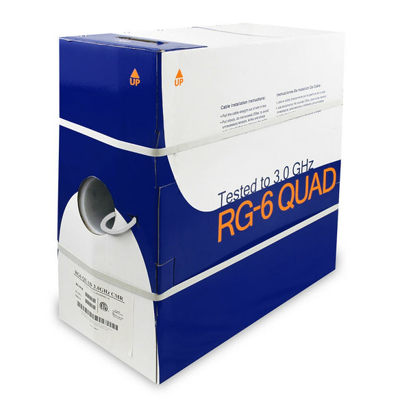 500Ft RG6 CCS Quad Dual Siamese Riser (CMR) Coaxial Cable White– EAGLEG.COM
