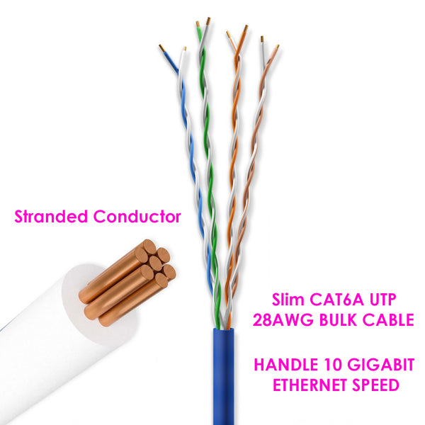 Cat6A UTP Slim 28AWG Stranded Ethernet Bulk Cable | EagleG.com– EAGLEG.COM