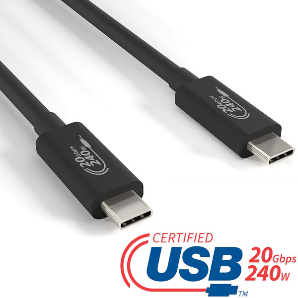2-Meter USB 4.0 Gen2X2 Type C 20Gbps/240W Male-Male Cable w/E-Mark ...