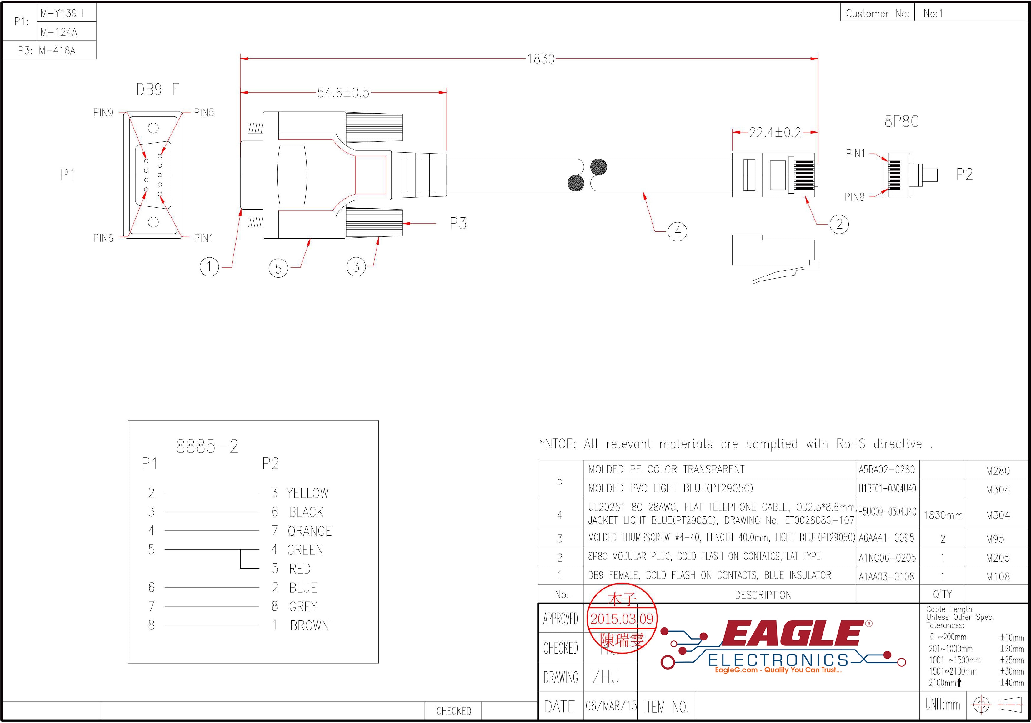 6Ft RJ45 to DB9F Cisco Serial Console Port Rollover Cable– EAGLEG.COM