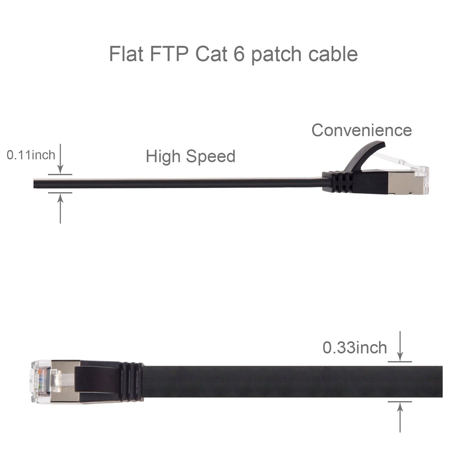 Cat6 Shielded Flat Network Patch Cable Black | Cat6 Flat U/FTP Cable ...