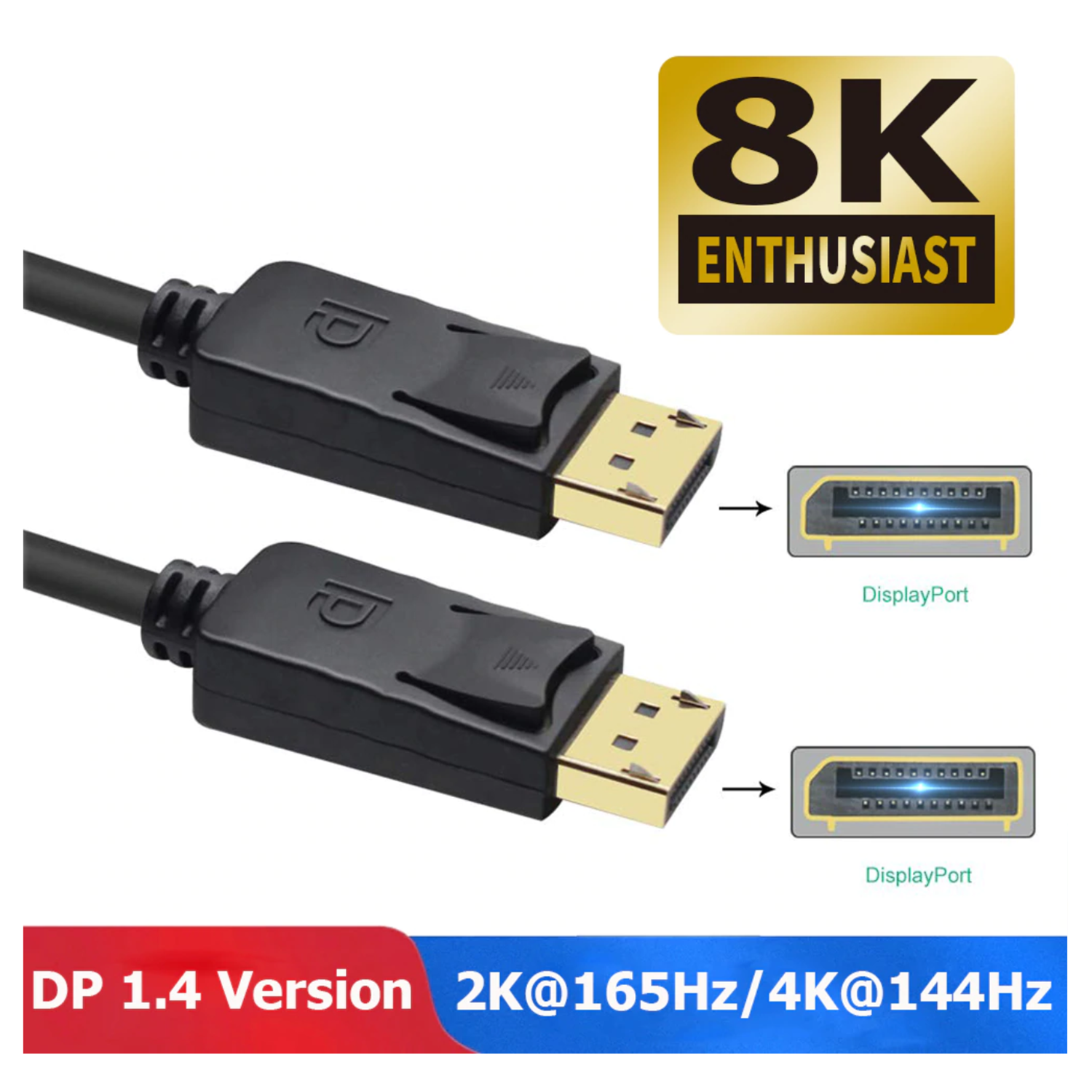 3Ft DisplayPort Cable Male to Male w/Latches v1.4 8K 60Hz | EagleG.com ...