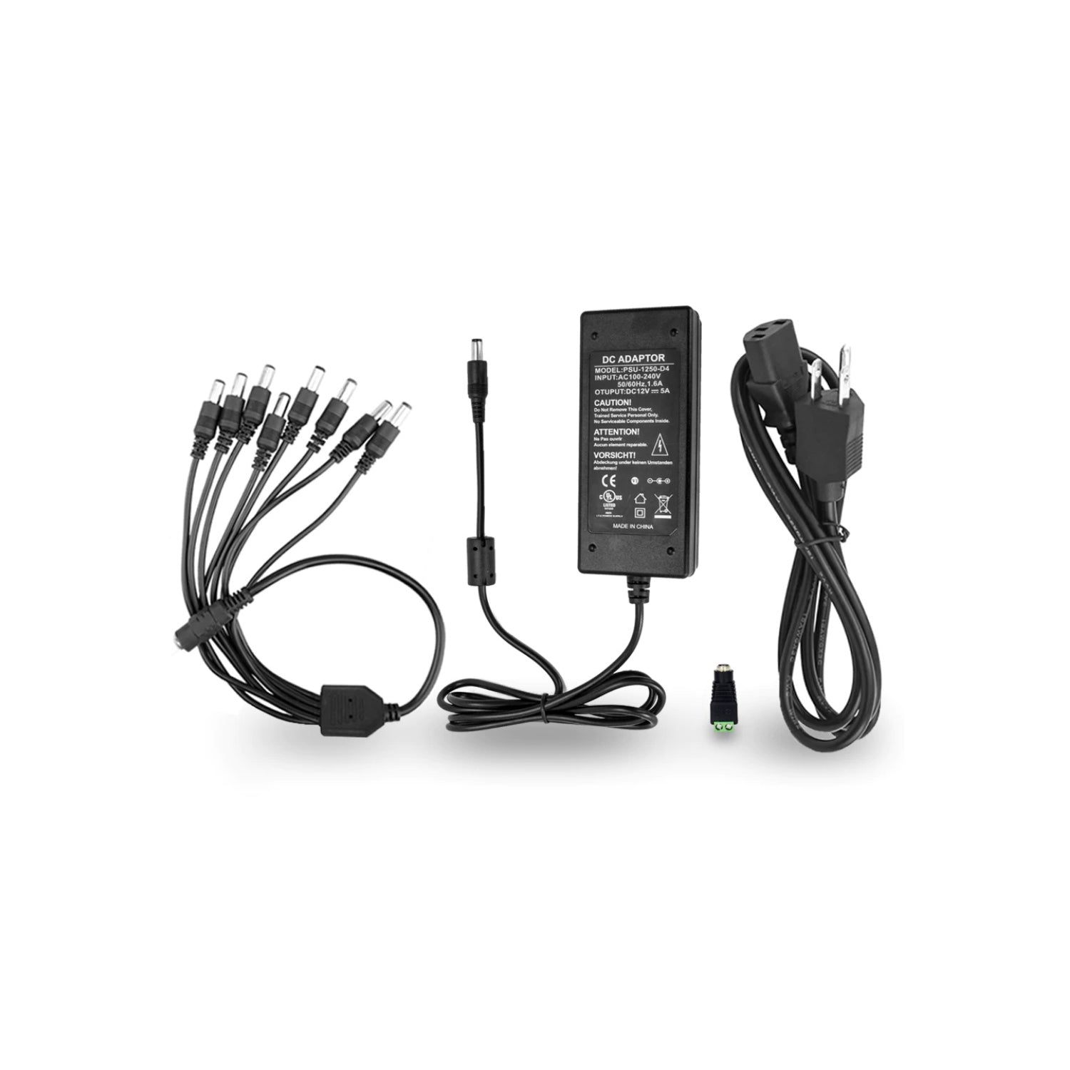 PS-D1208 DC12V 5A power adapter for CCTV camera or LED light UL Listed ...